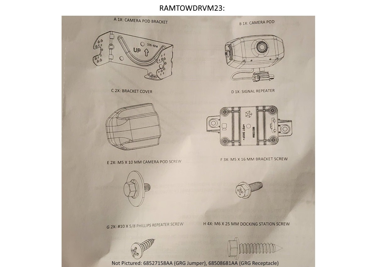 Mopar Trailer Camera Kit With DRVM Digital Rear View Mirror Tow Mode ...