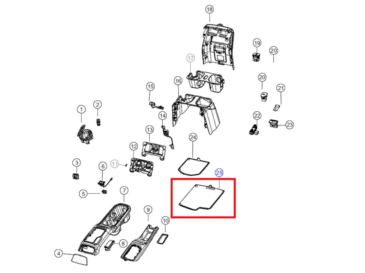 Authentic Mopar Mat For Center Console Bin - 6BW30TX7AA | Mopar Online ...