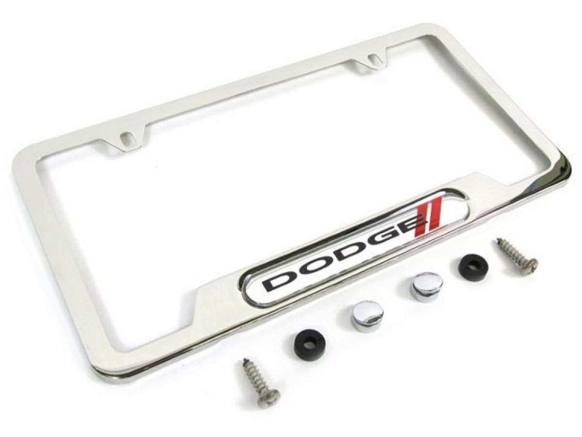 Authentic Mopar Decorative Stainless Steel License Plate Frame Polished Chrome With Dodge Logo ...