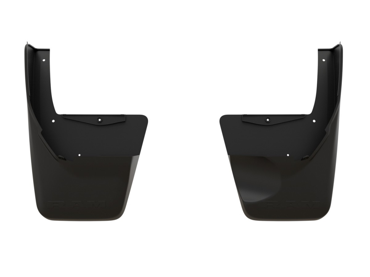 Mopar Deluxe Molded Splash Guards Black With RAM Logo Rear Pair For ...