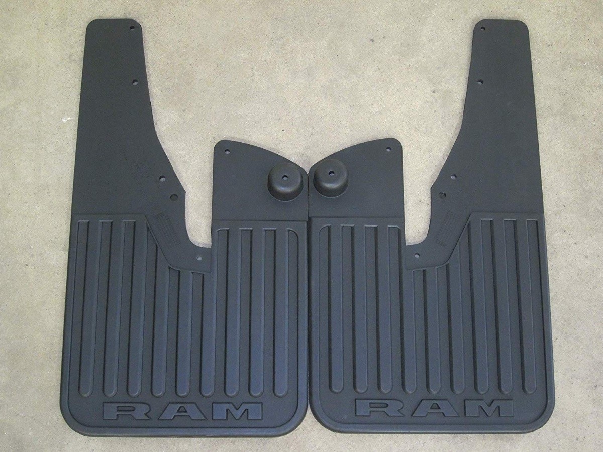 Mopar Flat Splash Guards Black With RAM Logo Front Pair For Vehicles ...
