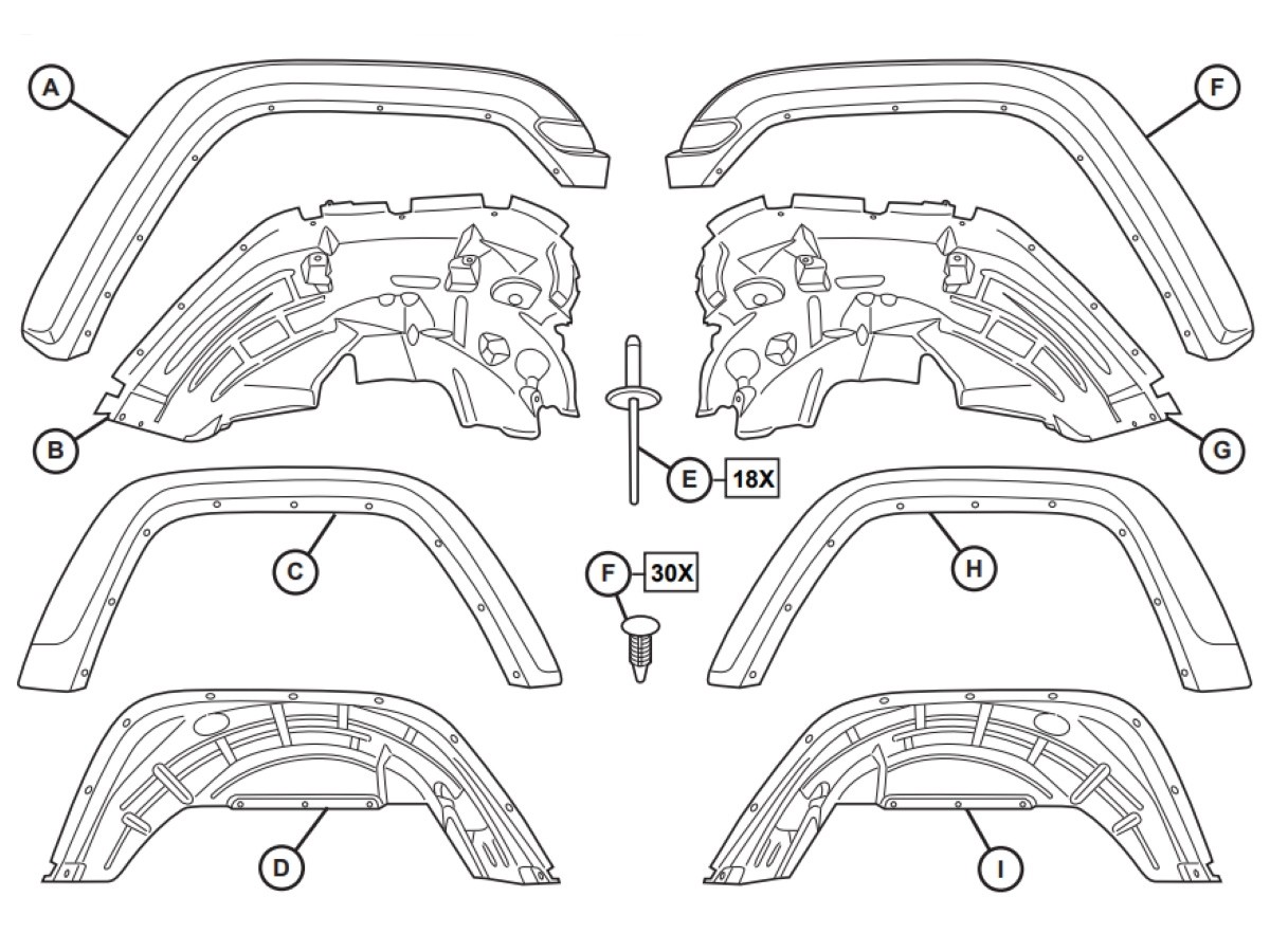 Authentic Mopar Rubicon Fender Flares - Black Smooth With LED DRL ...